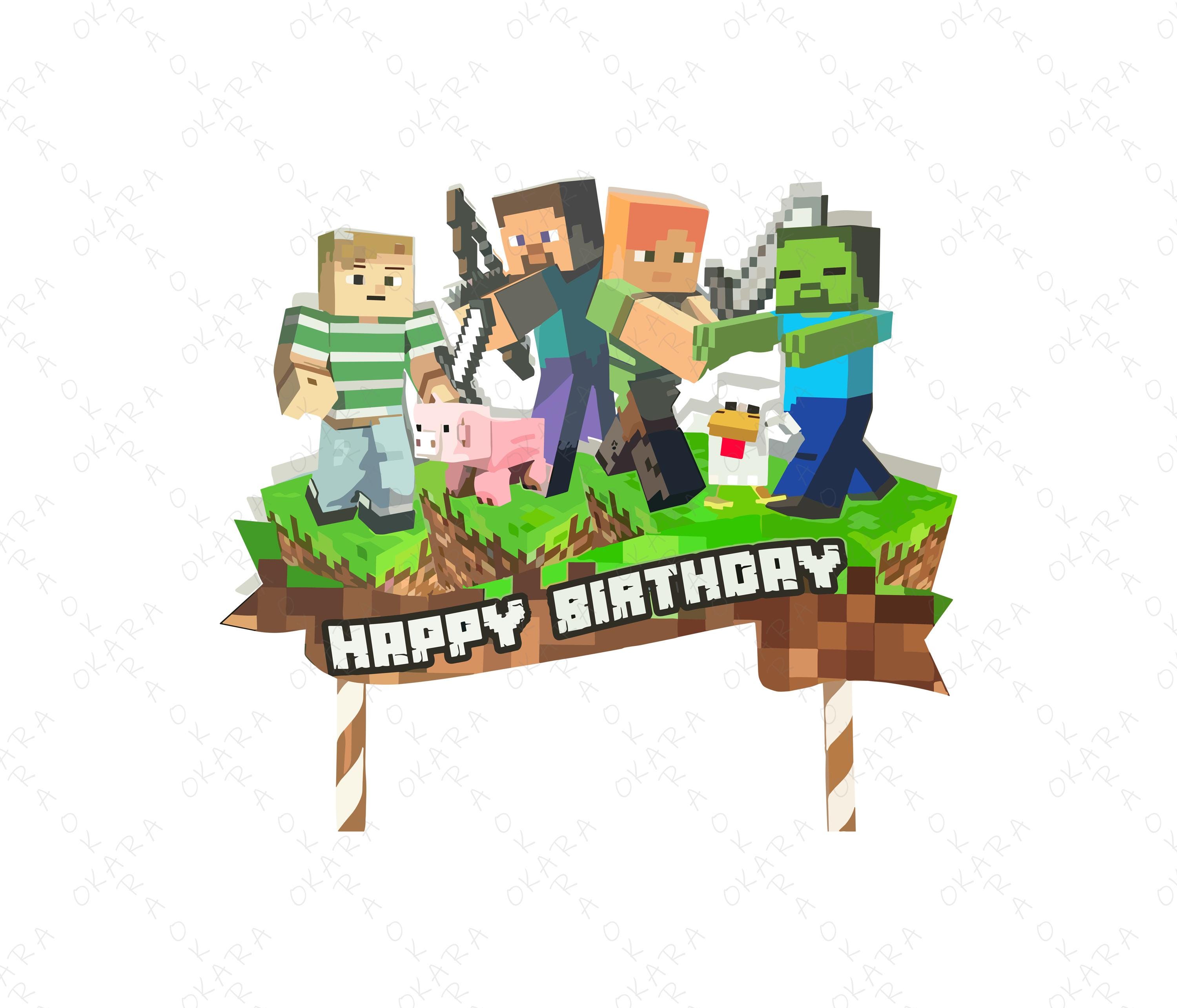 Minecraft Birthday Png, Printable Designs, Printable Cake Topper ...