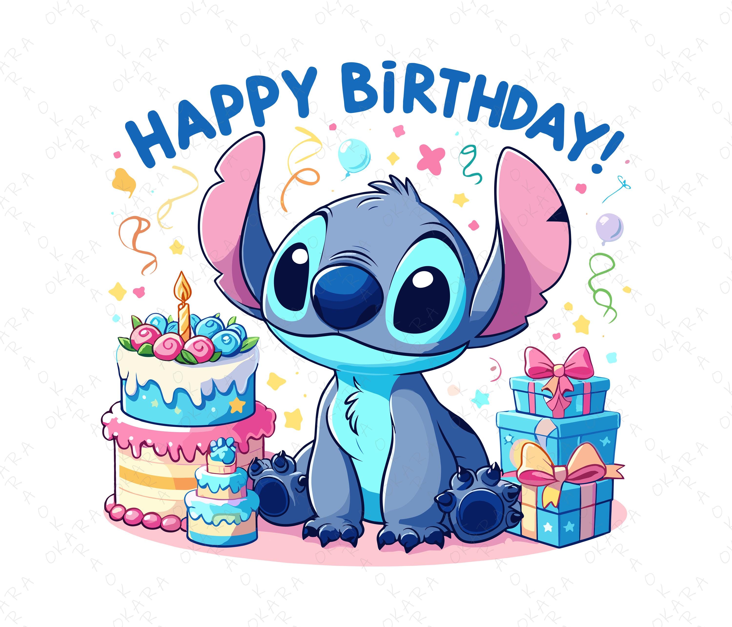 Stitch Birthday SVG - Cute Blue Alien PNG Clipart | Cricut Cut Files ...
