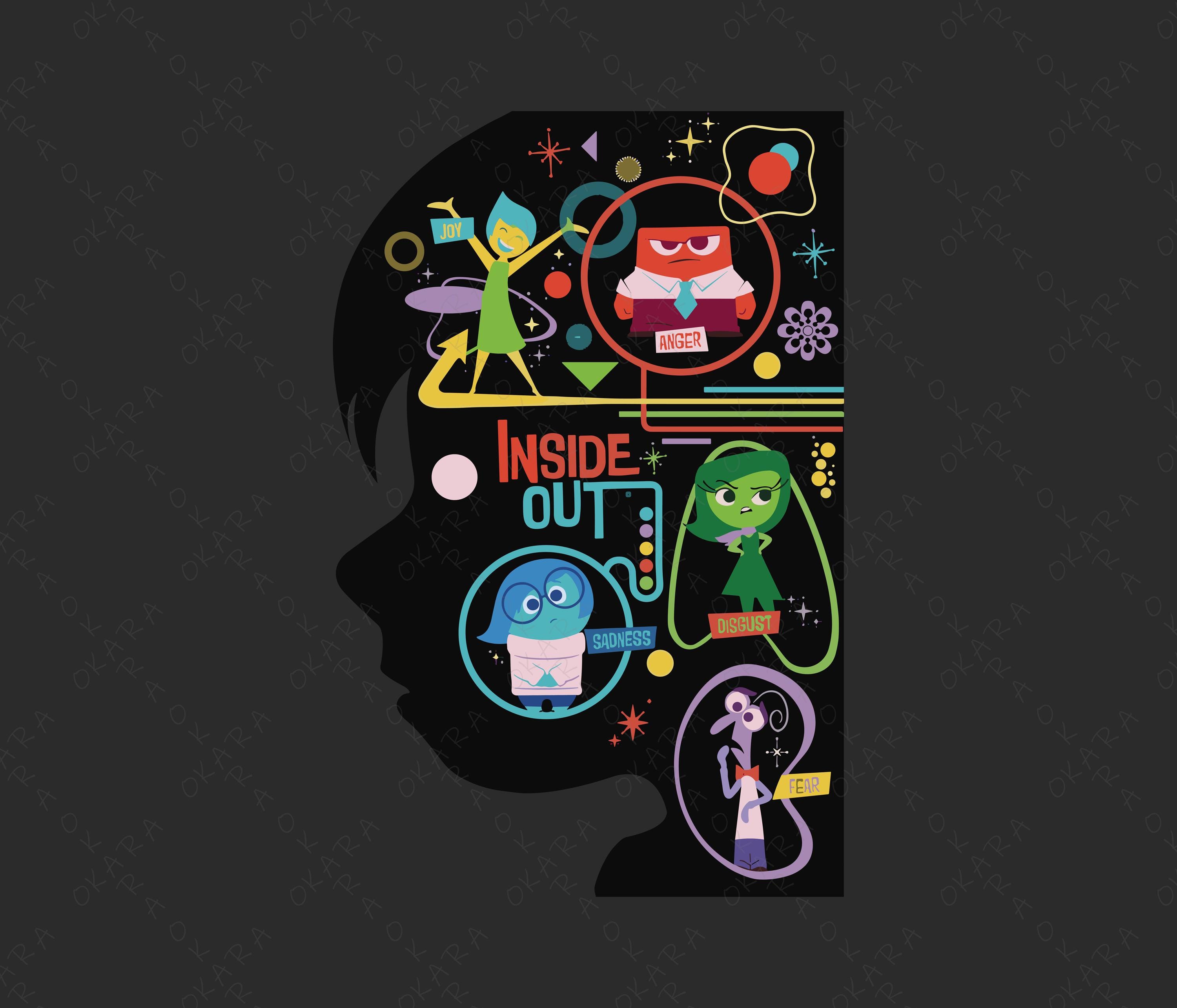 Inside Out Characters in Head Design for Shirt Mug Tote Bag Tumbler ...