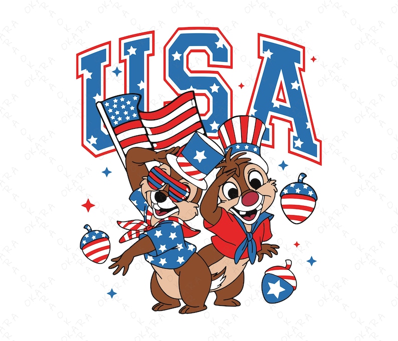 Chip and Dale 4th of July SVG | Patriotic Chipmunk Clipart PNG - USA ...