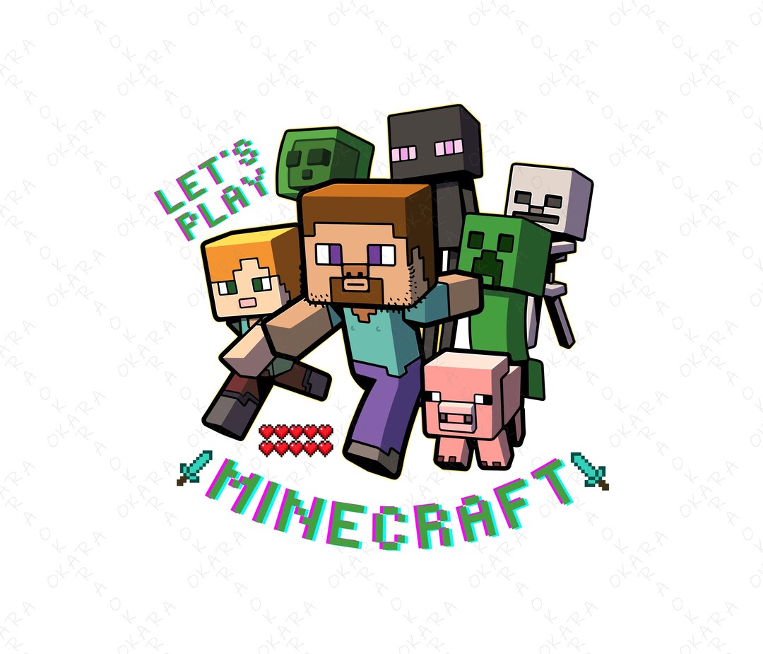 Minecraft Png, Printable Let's Play Minecraft Design for Mousepad and ...