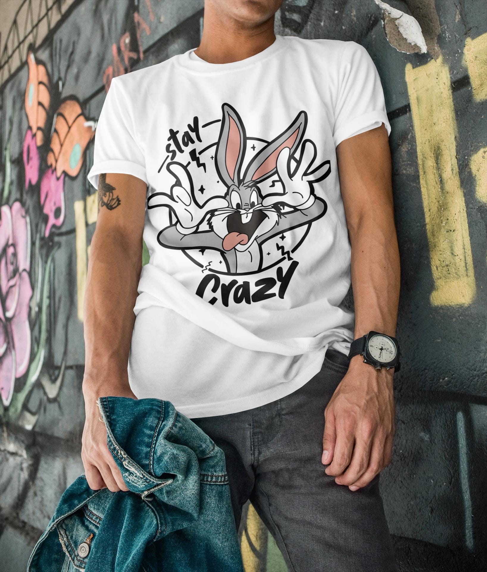 Bugs Bunny Svg, Stay Crazy Bugs Bunny Design for Shirt Phone Case Mug ...
