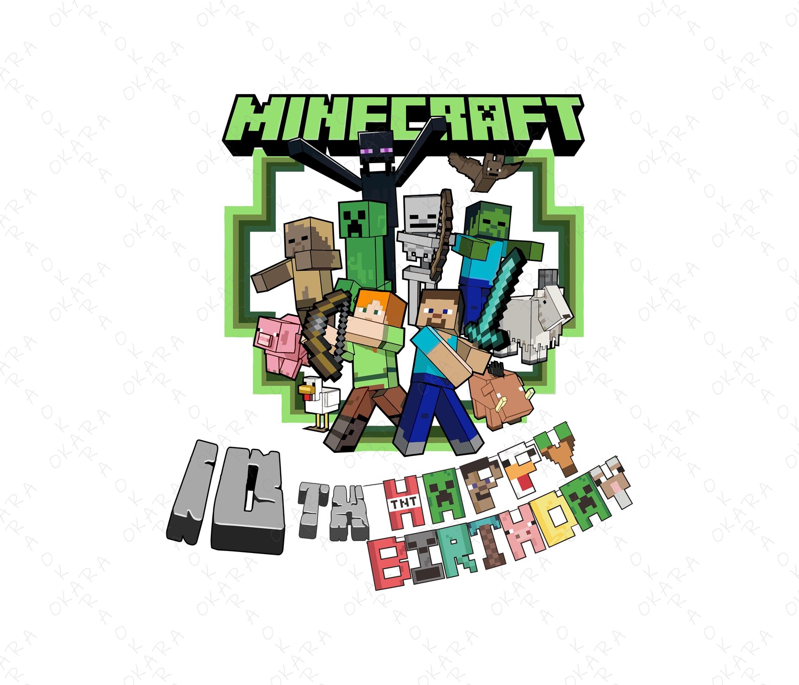 Minecraft 10th Happy Birthday Png, Printable Minecraft Happy Birthday ...