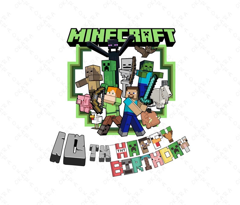 Minecraft 10th Happy Birthday Png, Printable Minecraft Happy Birthday ...