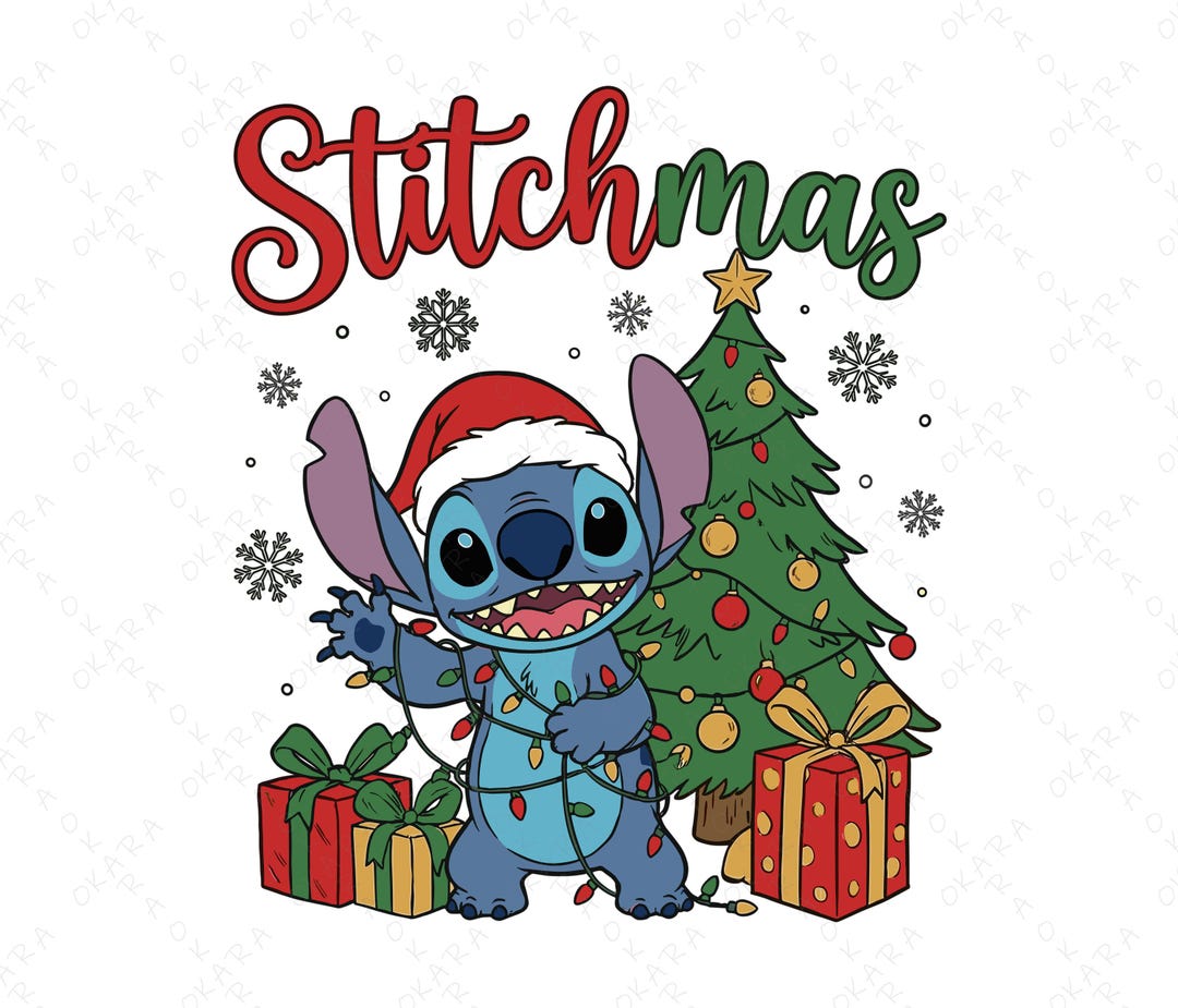 Stitchmas Christmas SVG & PNG - Cute Stitch With Lights Clipart - Funny ...