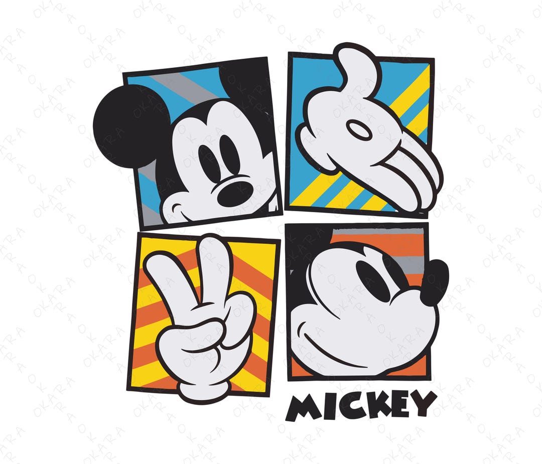 Retro Mickey Mouse SVG | Pop Art Disney PNG | Peace Sign Hand L Thumbs ...