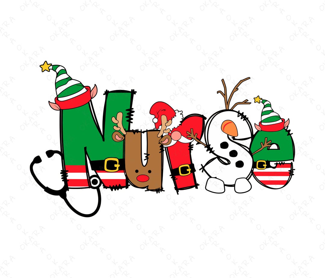 Christmas Nurse SVG - Holiday RN Shirt Design - Santa Reindeer Snowman ...