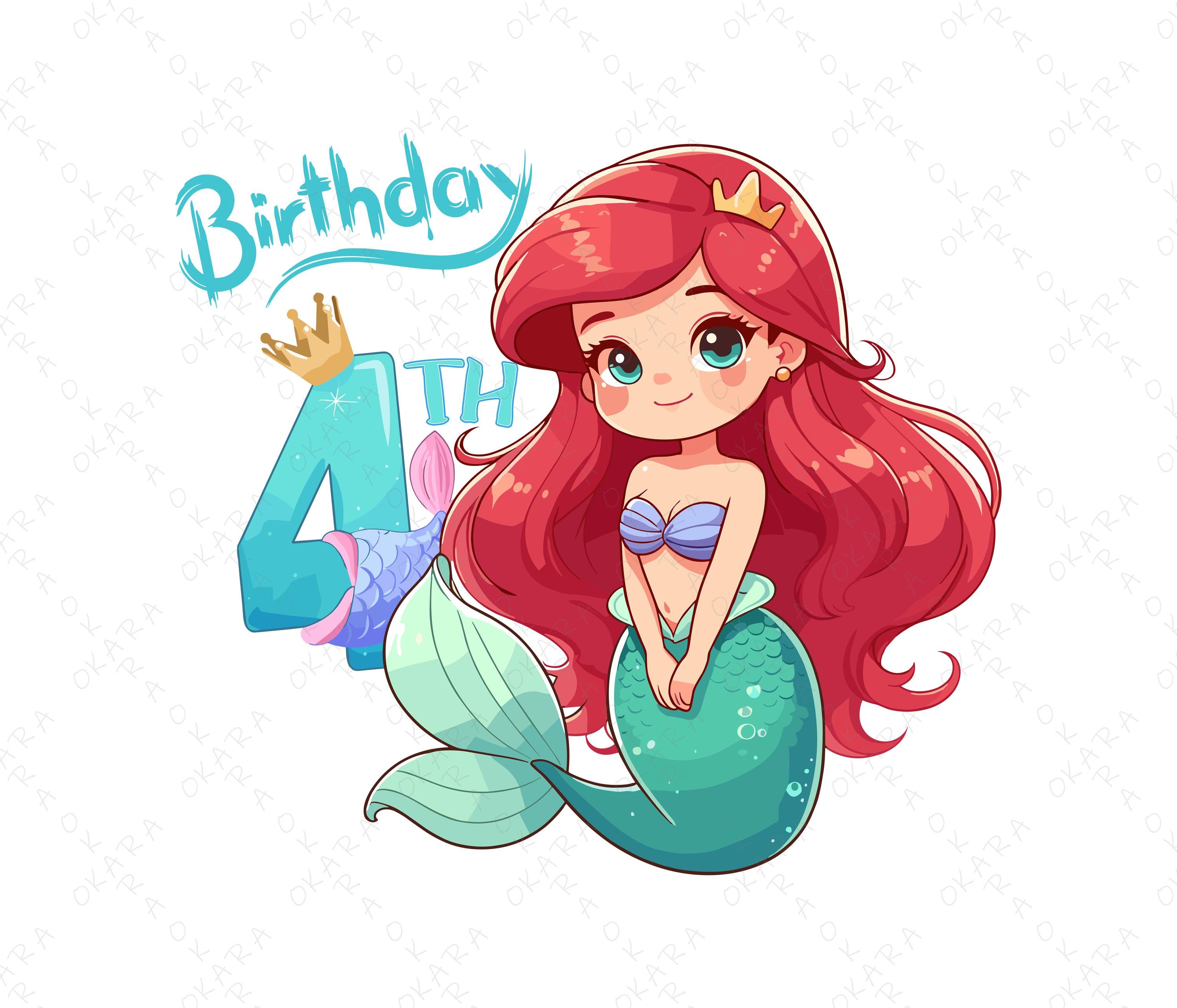Ariel Png, Ariel Birthday Png, Printable Ariel Birthday T-shirt Design ...