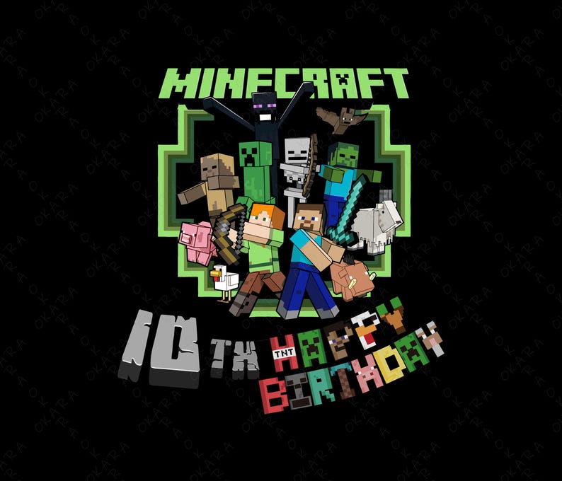 Minecraft 10th Happy Birthday Png, Printable Minecraft Happy Birthday ...
