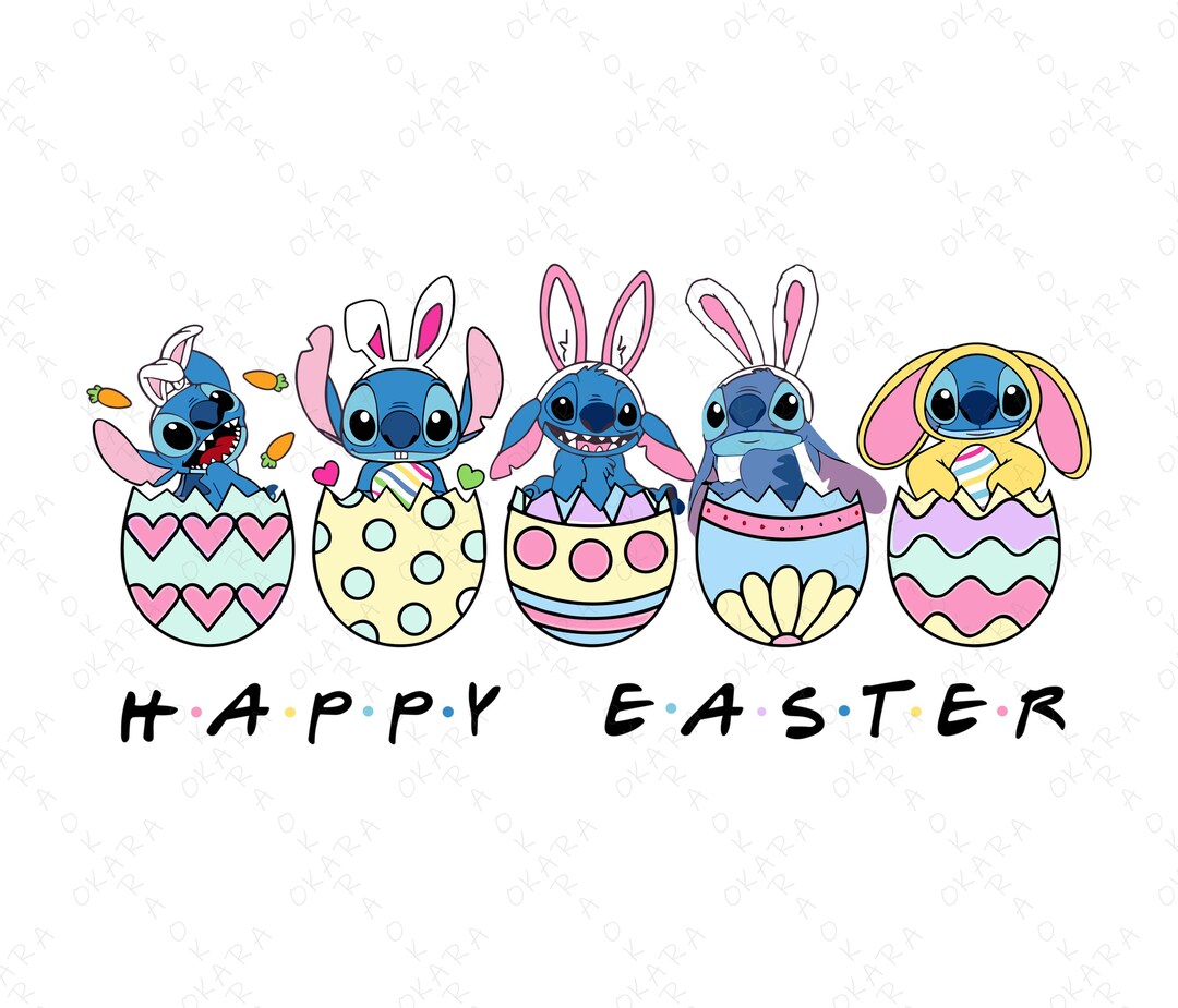Stitch Easter SVG Bundle | Friends Font Style Happy Easter Png | Lilo ...