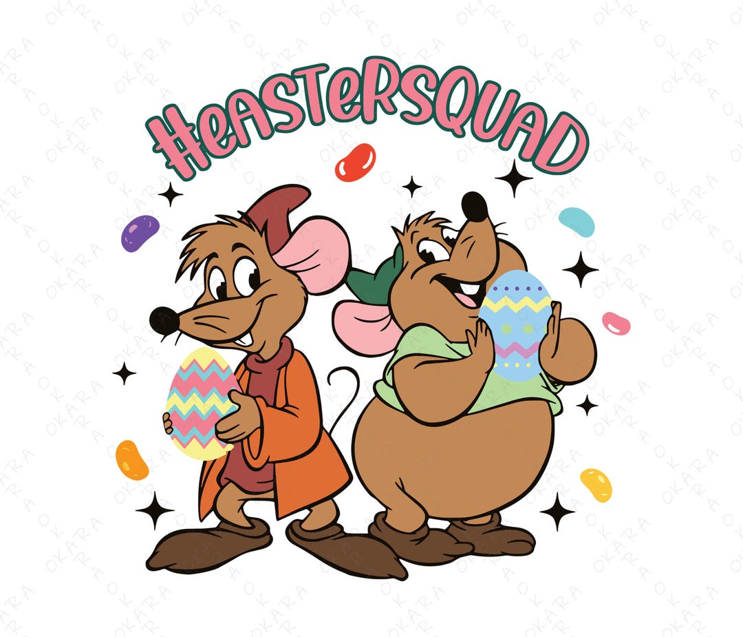 Cinderella Mice Easter Svg, Jaq and Gus Png, Retro Easter Squad Clipart ...