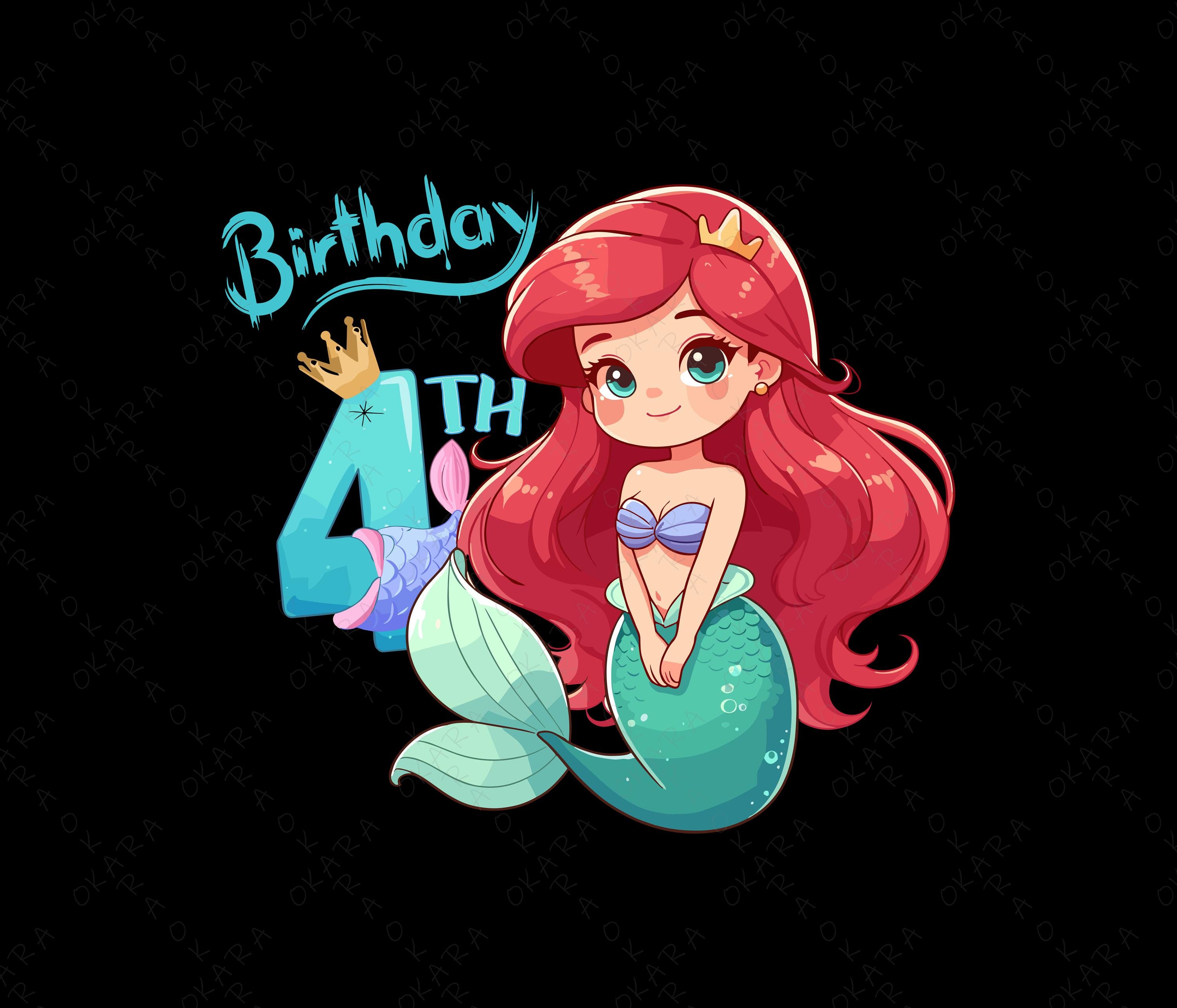 Ariel Png, Ariel Birthday Png, Printable Ariel Birthday T-shirt Design ...