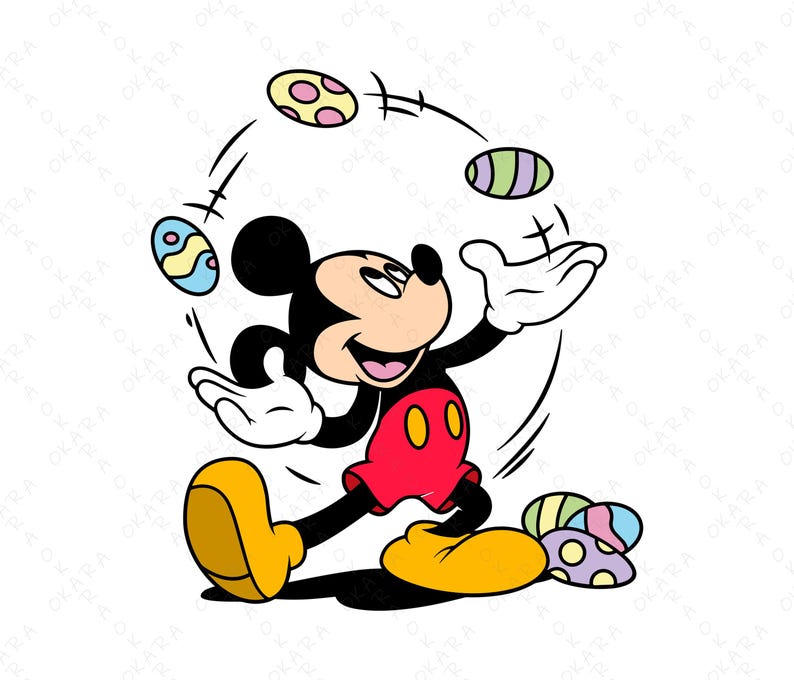 Mickey Easter SVG, Disney Juggling Eggs Clipart, Spring Mouse Png for ...