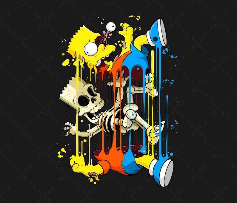 Bart Simpson SVG | Dripping Skeleton Face PNG | Edgy Simpsons T-shirt ...