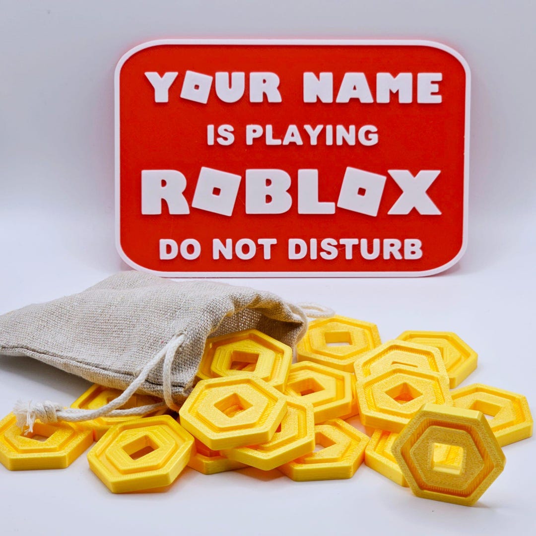 Personalised Roblox Inspired Name Door Sign and Robux Coins Bundle Do ...