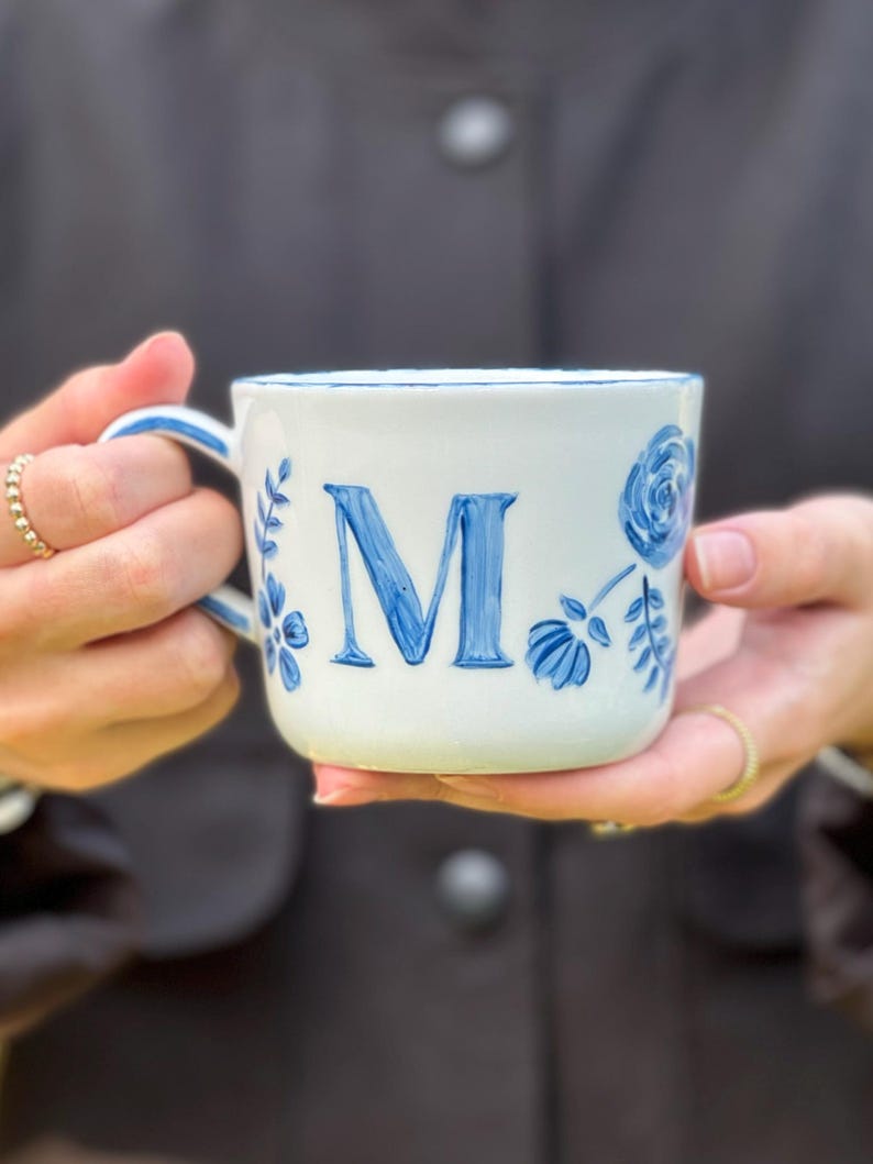 Customizable Name Initials Hand Painted Mug, Customizable Hand Painted ...