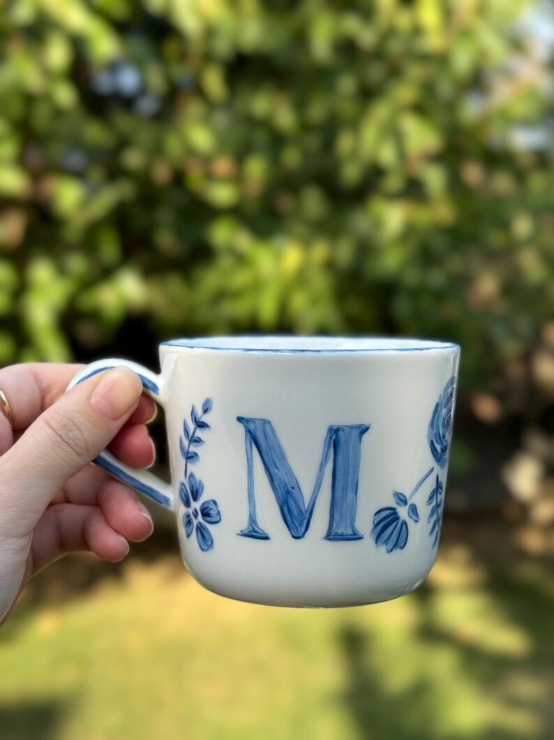 Customizable Name Initials Hand Painted Mug, Customizable Hand Painted ...