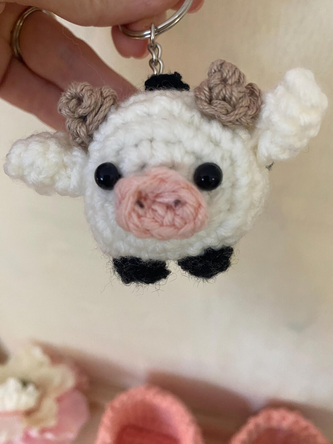 Cow Lover Gift, Crochet Mini Cow Keychain, Gift for Cow Lover, Farm ...