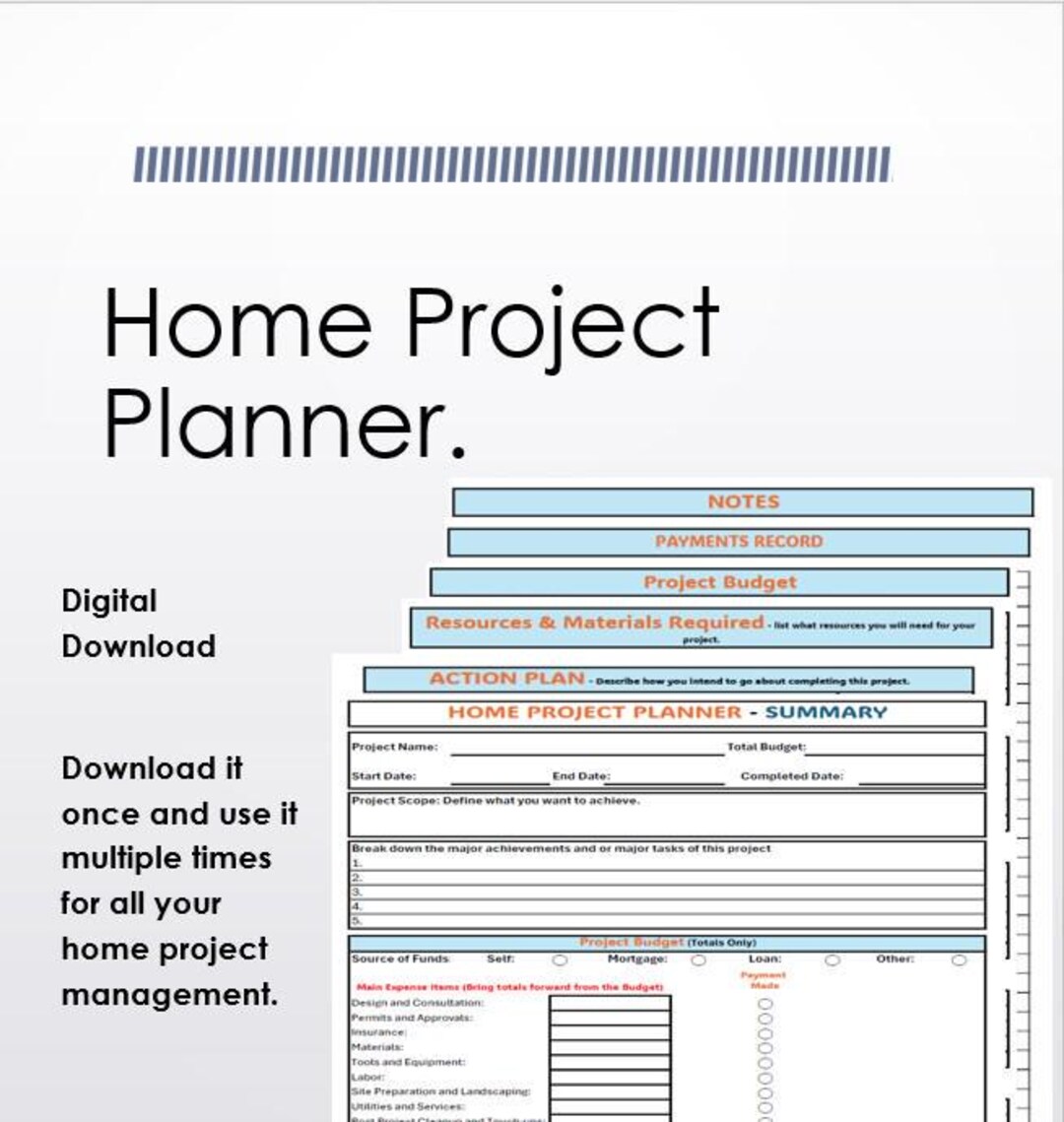 The Ultimate Home Project Planner and Tracker - Etsy