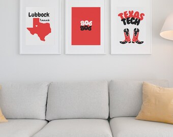 Texas Tech Wall Prints Decor - Etsy