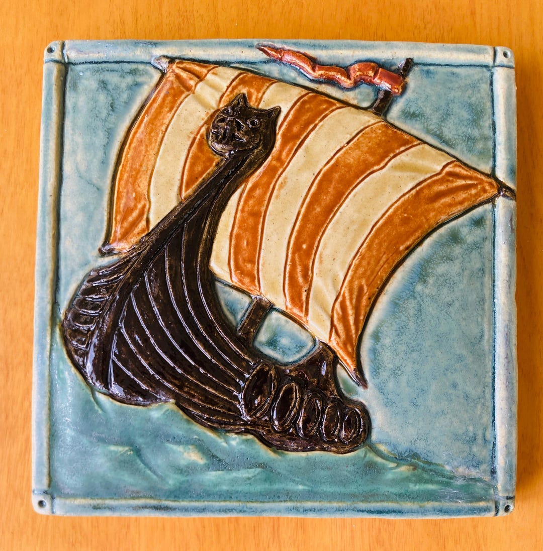 Handmade Viking Ship Tile: 6" Ceramic, Longboat, Ravenstone Tiles - Etsy