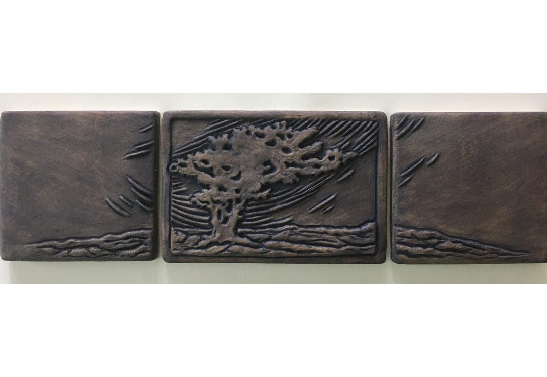 Windswept Tree Tile Set, Tile Landscape, 4" X 13" X 1/2", Arts & Crafts ...