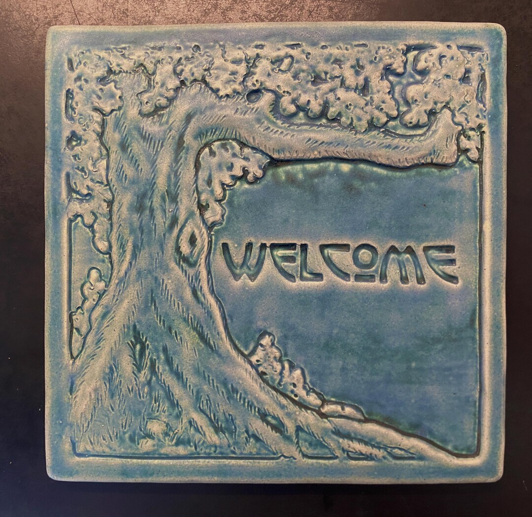Old Oak Welcome Tile - Ceramic Tree Tile - Handmade in Craftsman Style ...