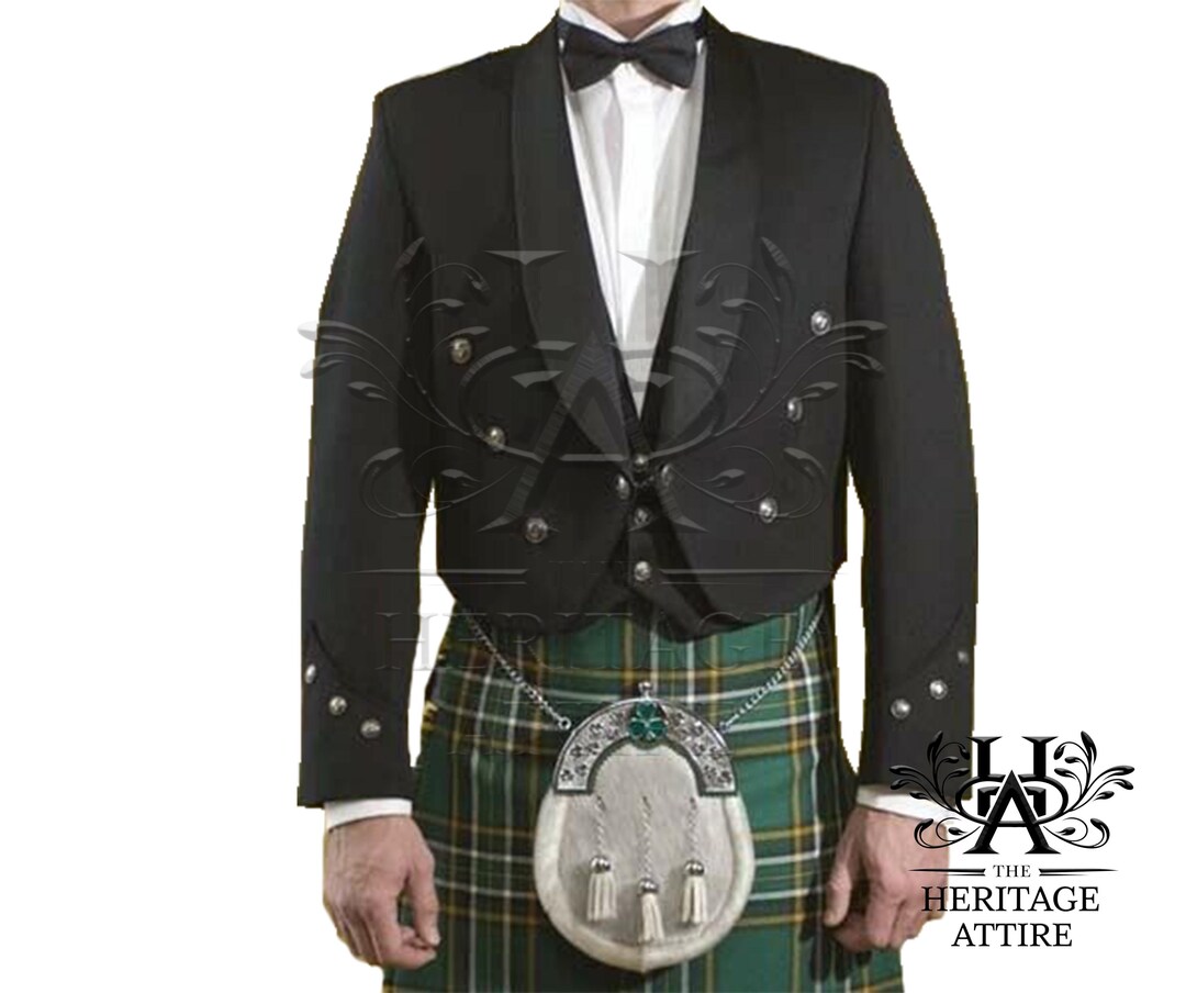 Irish Brian Boru Jacket With 3-button Waistcoat | Wool Argyle Kilt ...