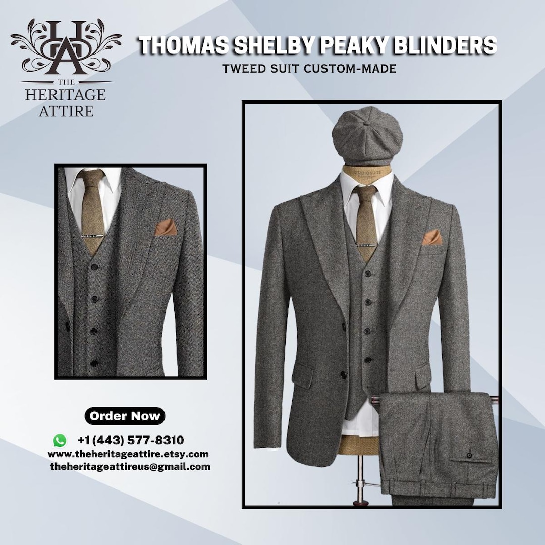 Thomas Shelby 3-piece Suit - Classic Peaky Blinders Style Tweed ...