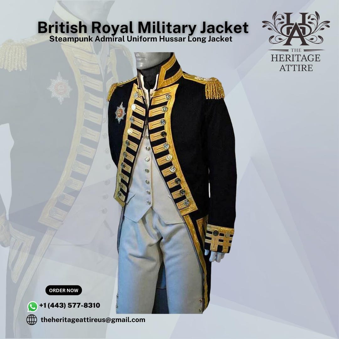 British Royal Navy Vice Admiral Military Jacket | Officer Tunic Uniform ...