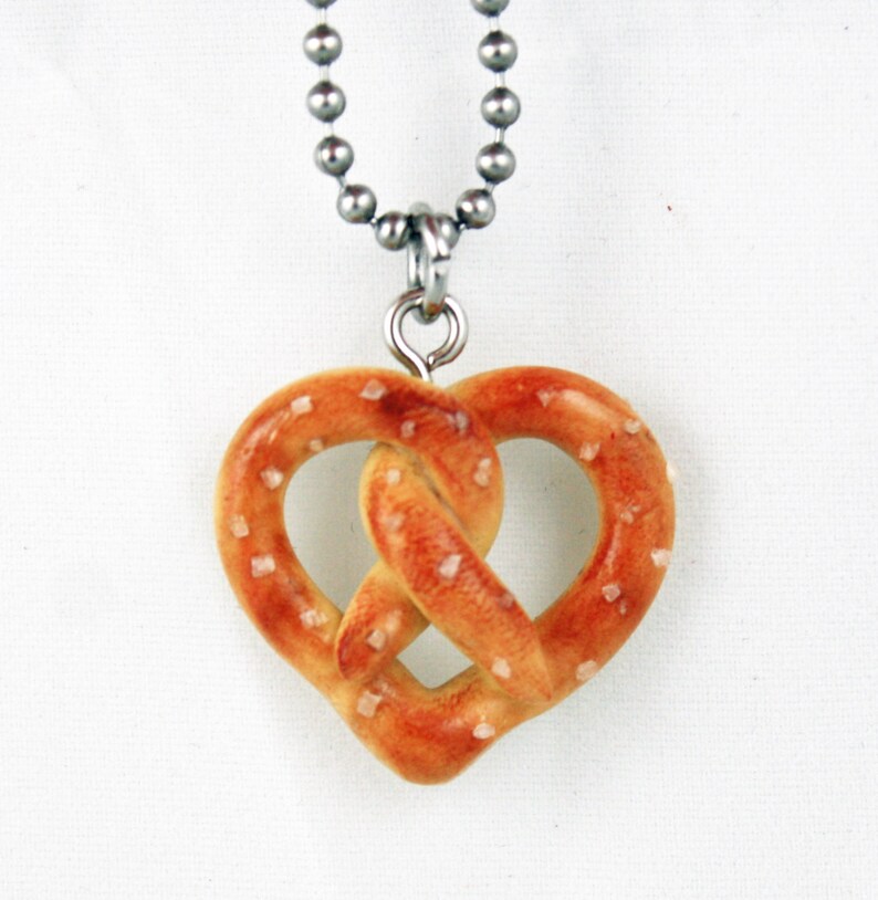 Heart Pretzel Necklace Fake Food Jewelry Salted Polymer - Etsy