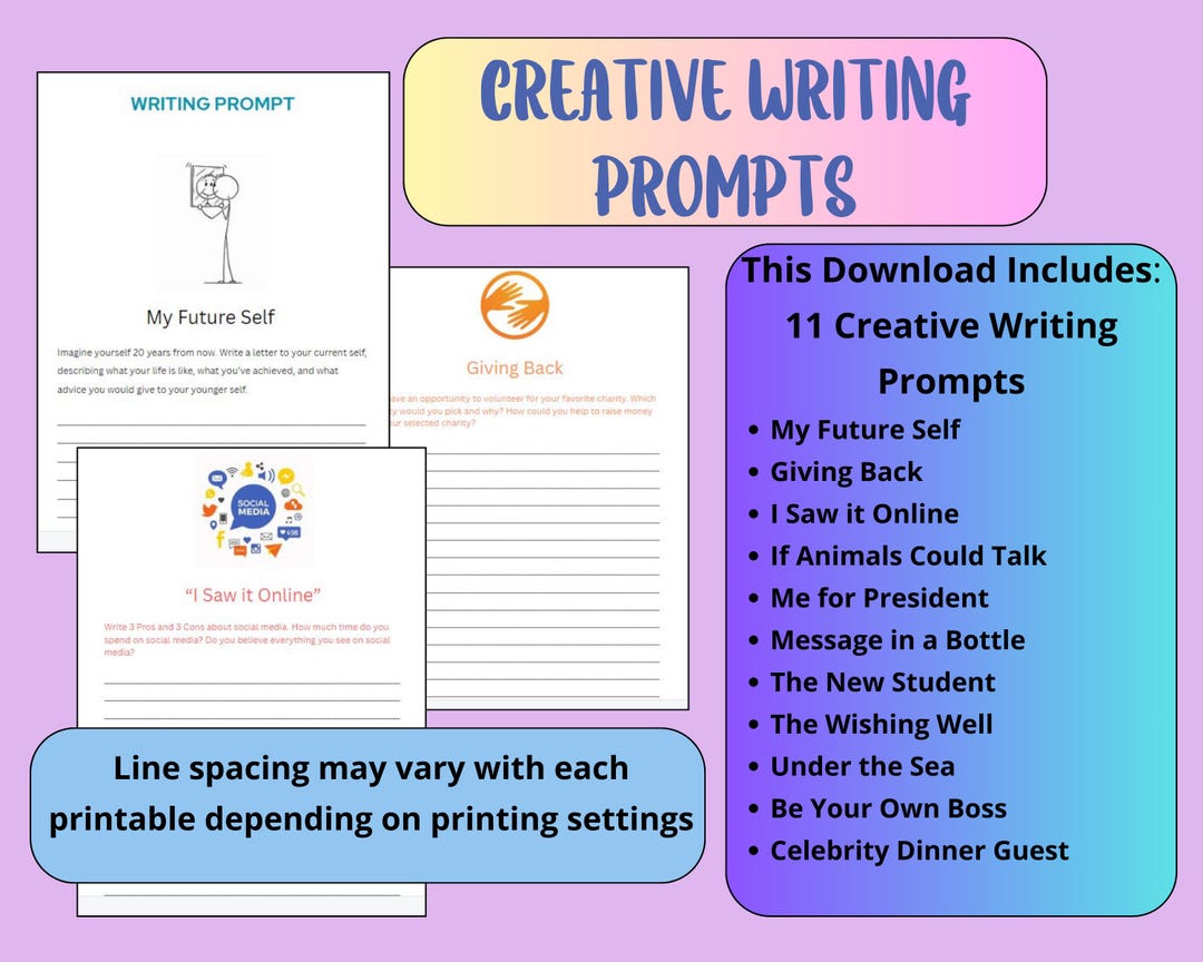 Writing Prompt Printable, Printable Bundle, Educational Printable ...