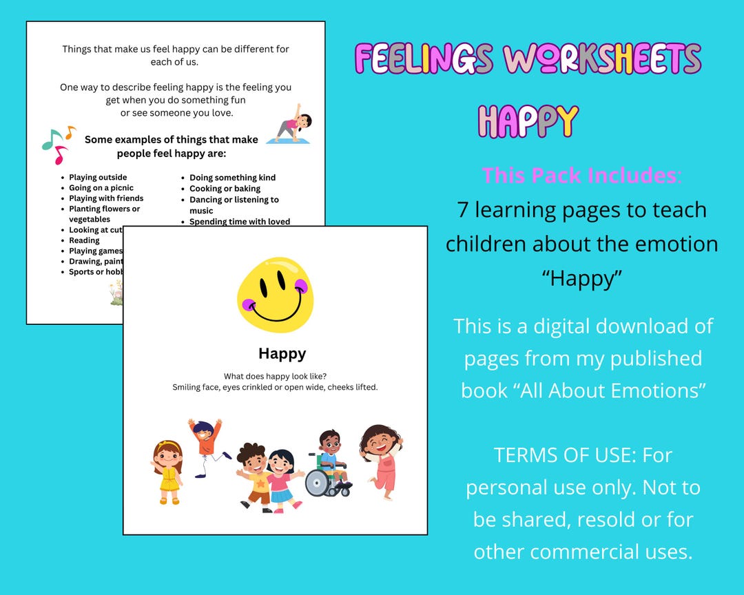 Happy Therapy Printable, All About Emotions Printable, Educational ...