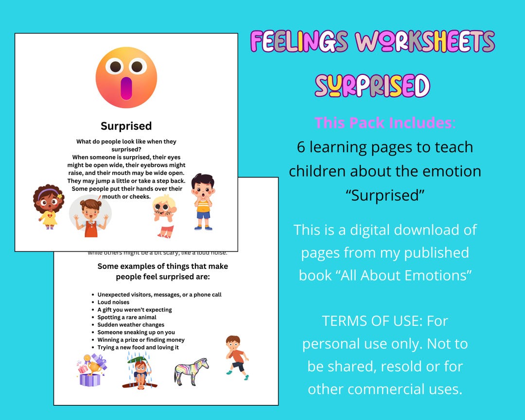 Surprised Therapy Printable, All About Emotions Printable, Educational ...