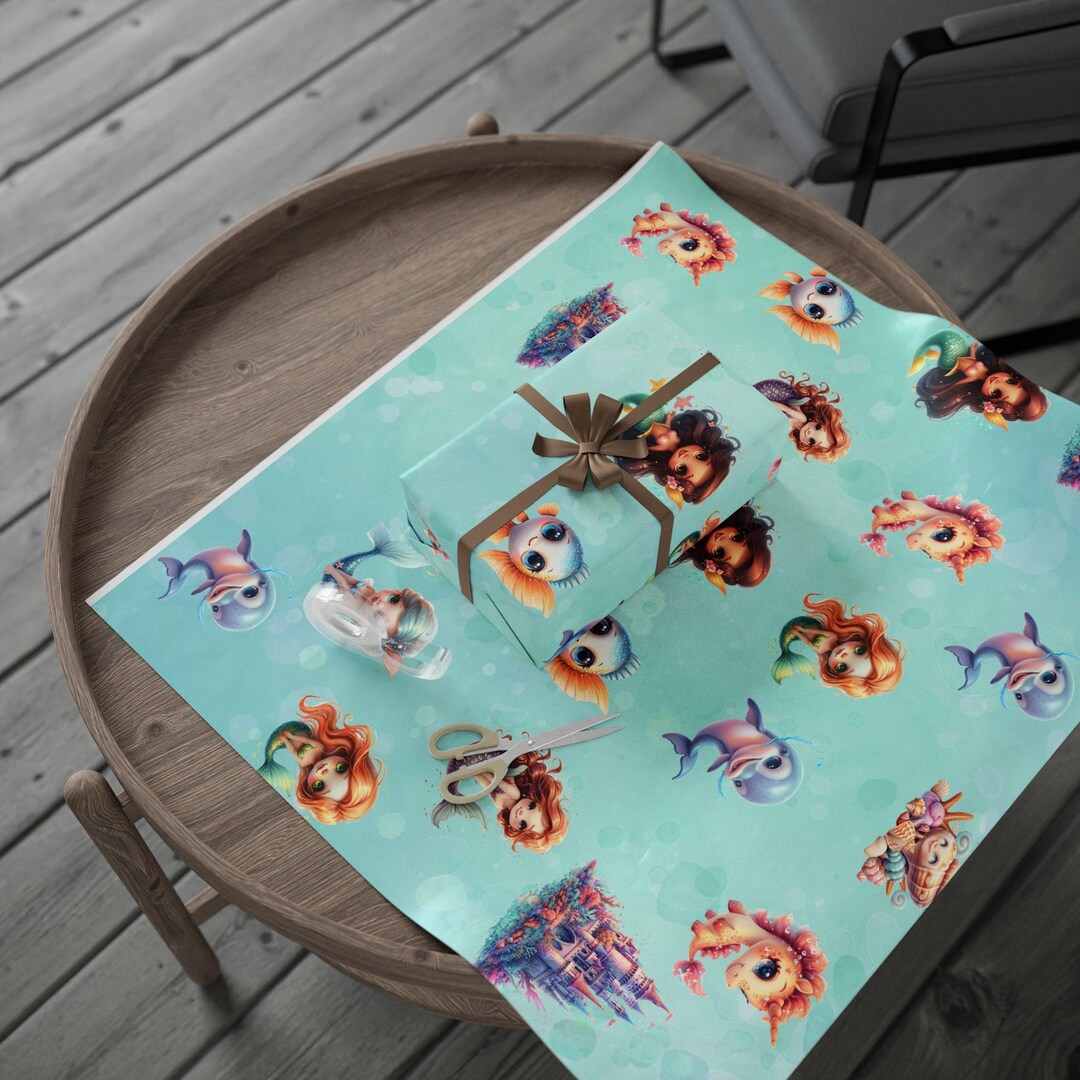 Mermaid Under the Sea Wrapping Paper, Ocean Gift Wrap, Underwater Theme ...