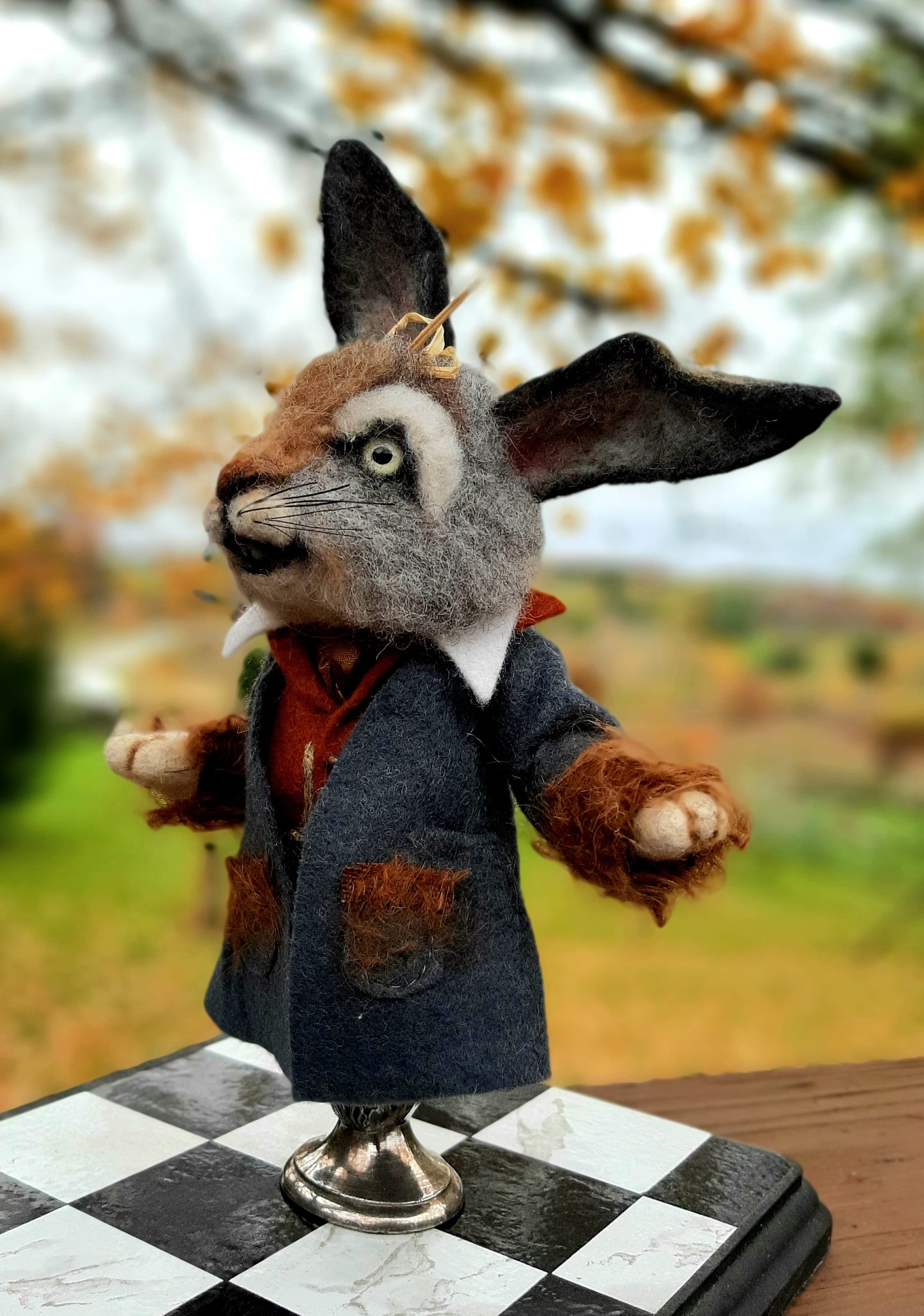 Needle Felted March Hare Art Doll, Alice in Wonderland Chess Piece - Etsy