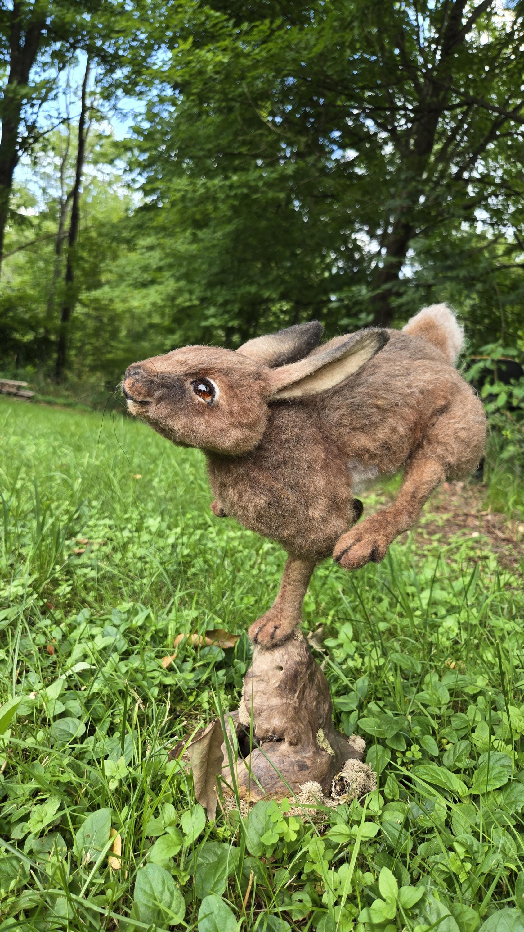 OOAK Rabbit Hare in Motion Run Rabbit Run Needle Felt Soft Sculpture ...