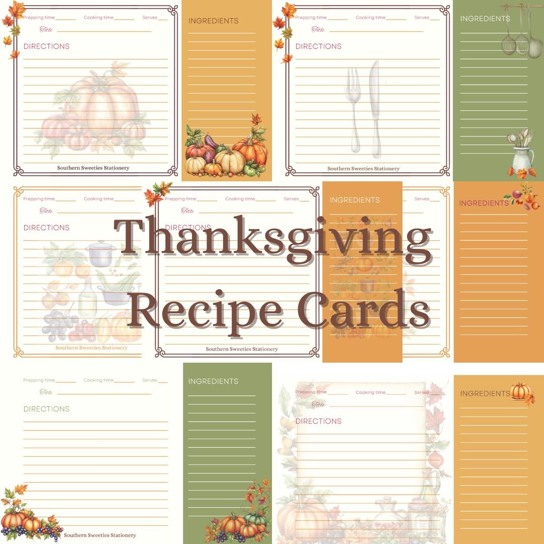 Thanksgiving Recipe Cards - Etsy
