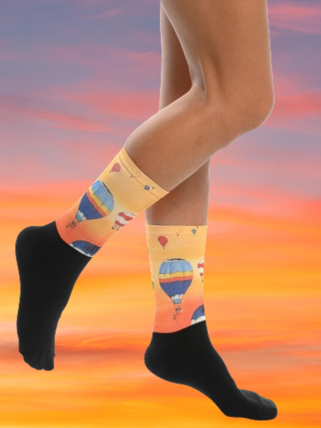 Hot Air Balloon Socks: Unisex Scenery Print, Modern Accessories - Etsy