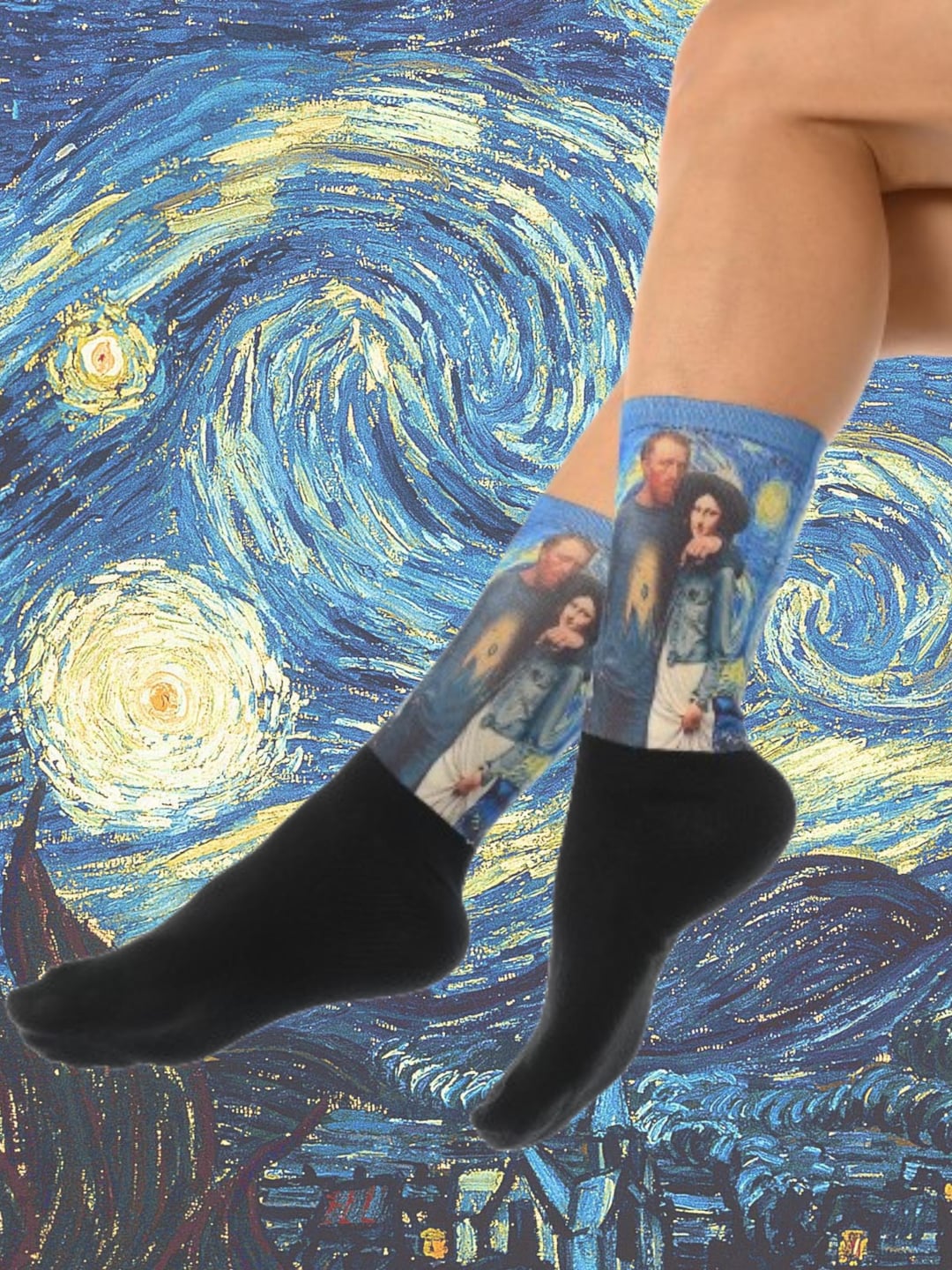 Unisex Mona Lisa Socks, Van Gogh Portrait Printed Socks, Vibrant ...
