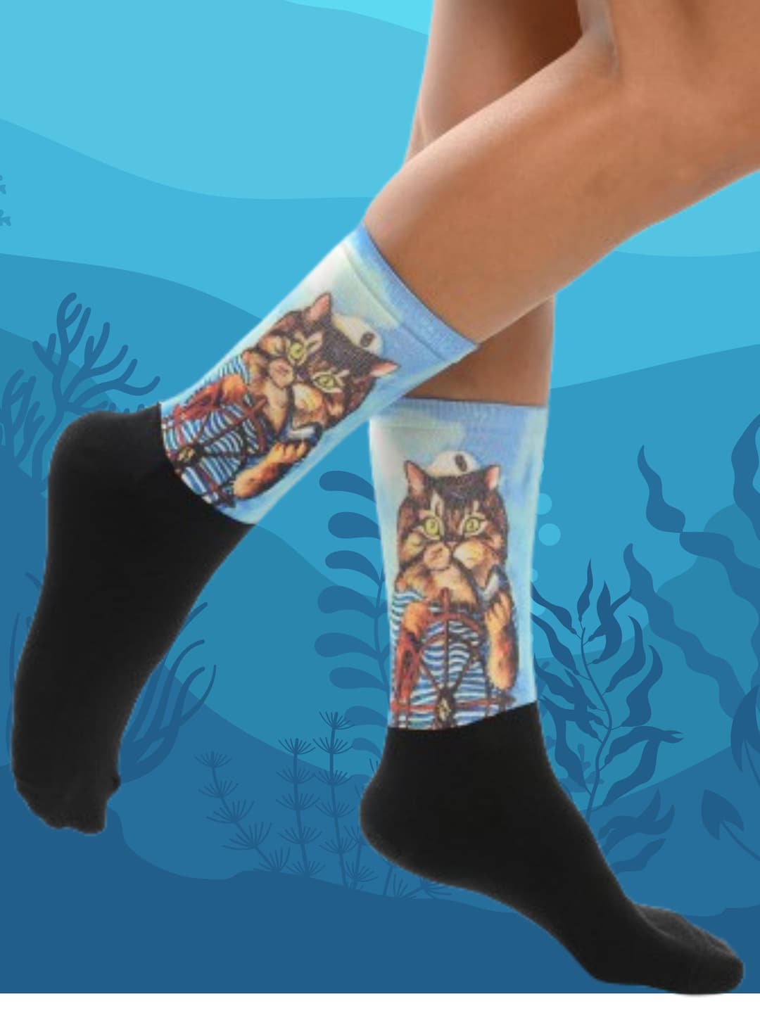 Captain Tom Cat Socks: Unisex Animal Print Socks - Etsy