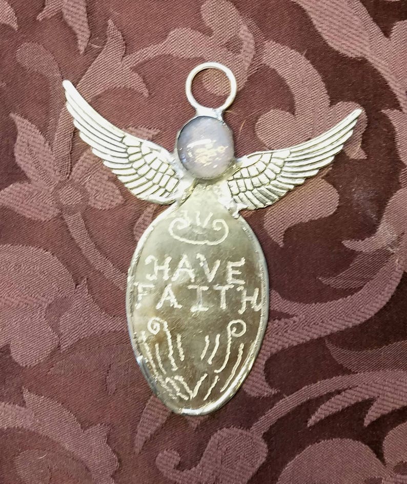Have Faith Angel Rustic Angel Folk Art Angels Handmade Angels Spoon ...