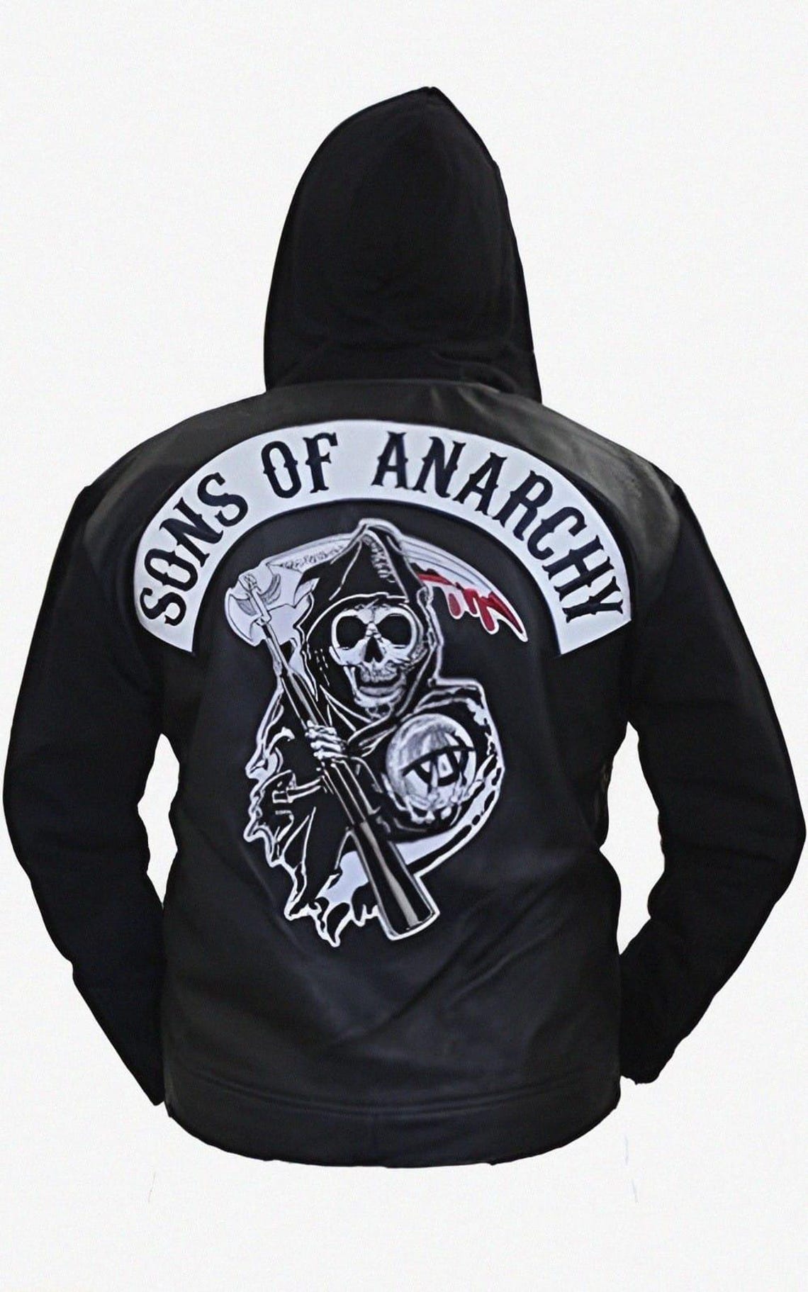 SOA Anarchy Hooded Biker Club Leather Jacket | Men's Leather Motorcycle ...
