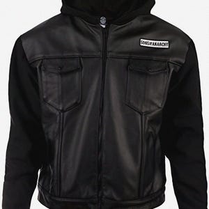 SOA Anarchy Hooded Biker Club Leather Jacket | Men's Leather Motorcycle ...