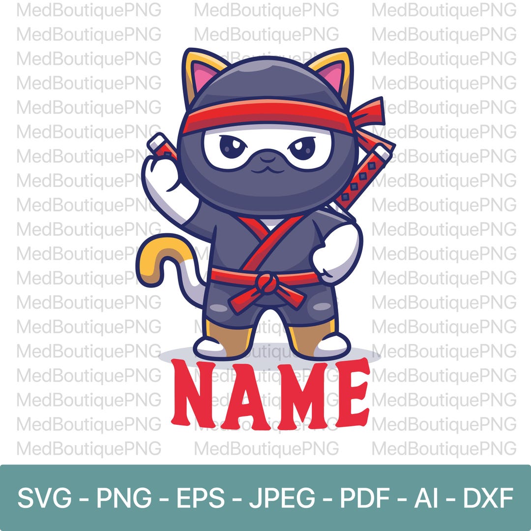 Ninja Cats Clipart, Shinobi Cat Png, Ninja Anime Cat Clipart PNG Bundle ...