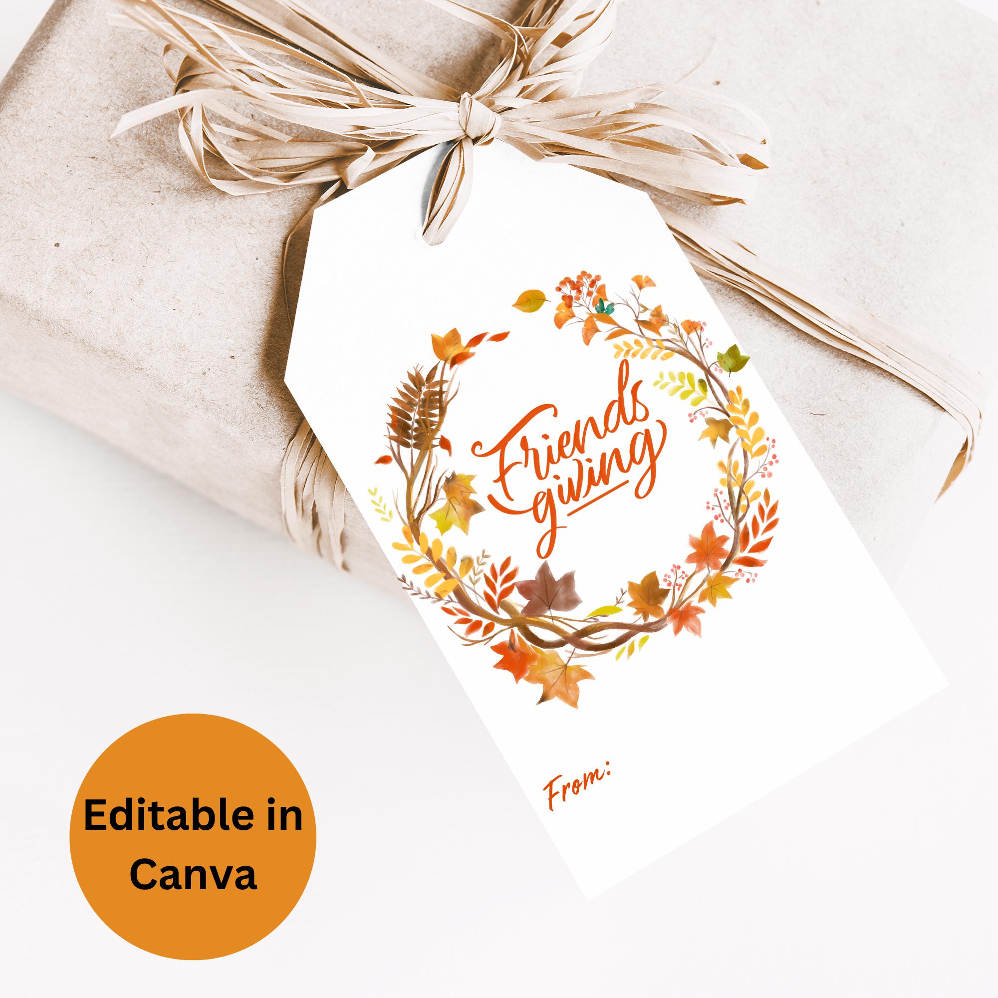 EDITABLE Friendsgiving Tag, Printable Thanksgiving Tag, Bonus Grateful ...