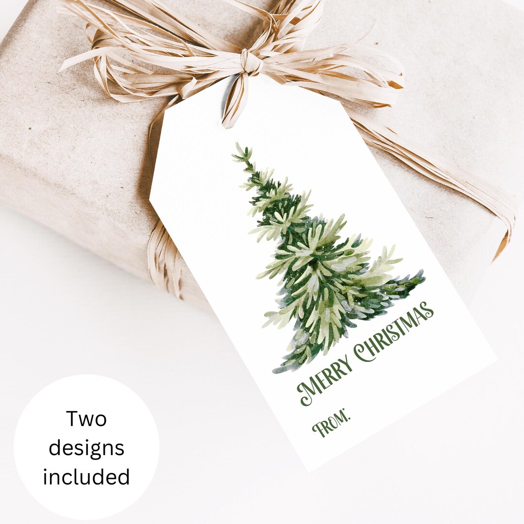 EDITABLE Christmas Gift Tags, Printable Christmas Gift Tag, Green Tree ...