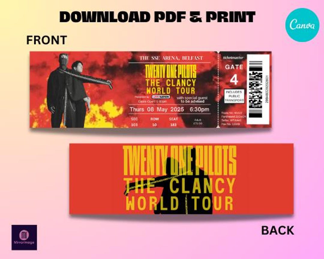Twenty One Pilots Clancy World Tour Personalised Customisable Souvenir ...