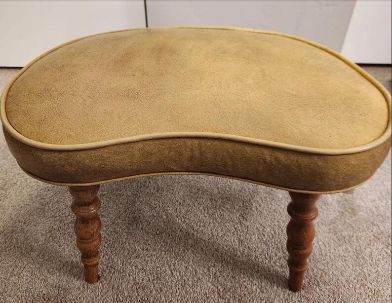 Vintage 1950s MCM Gold Kidney Shaped Padded Hassock Ottoman - Etsy