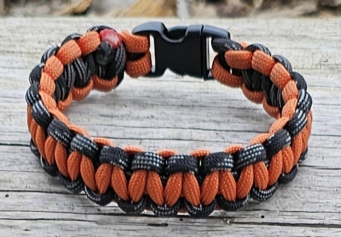 550 Cobra Knot Paracord Survival Bracelet, 3/8 Inch Slide Buckle Burnt ...
